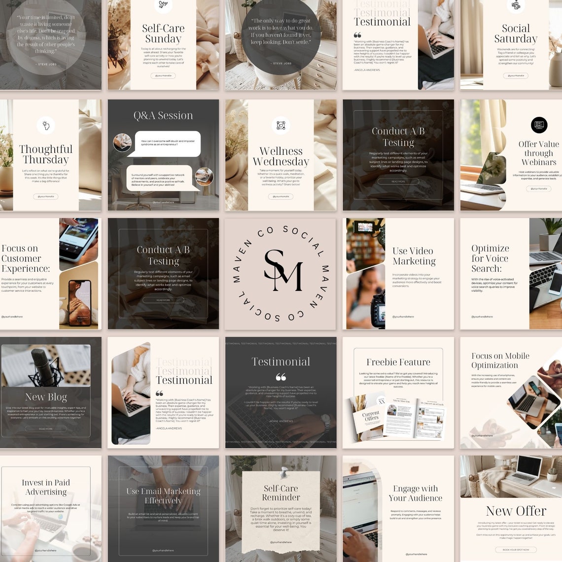 Faceless Instagram Post Templates, Editable Canva, Faceless Marketing ...
