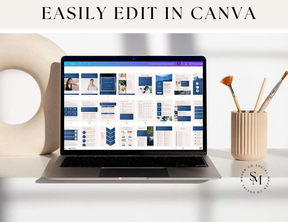 Client Proposal Template, Navy Blue, Canva Project Proposal Template ...