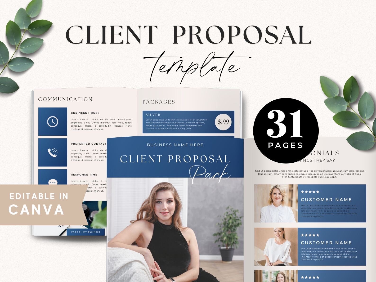 Client Proposal Template, Navy Blue, Canva Project Proposal Template ...