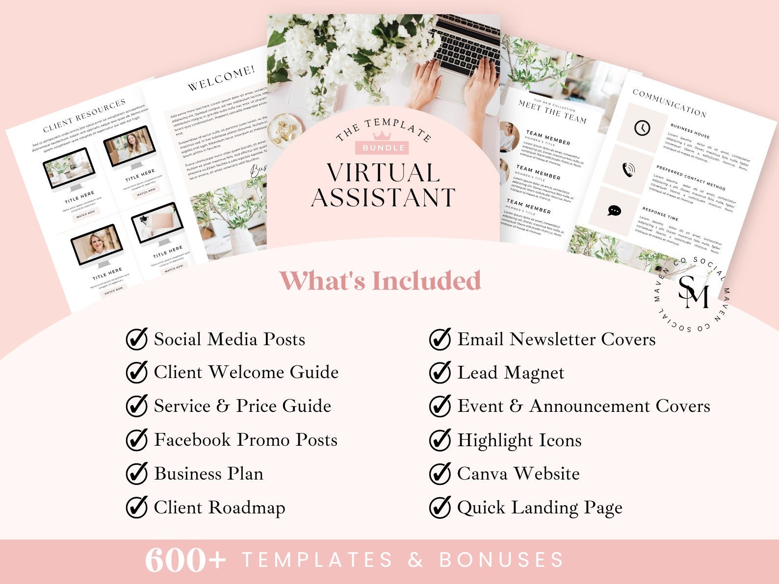 600+ Virtual Assistant Canva Template Bundle, Virtual Assistant ...