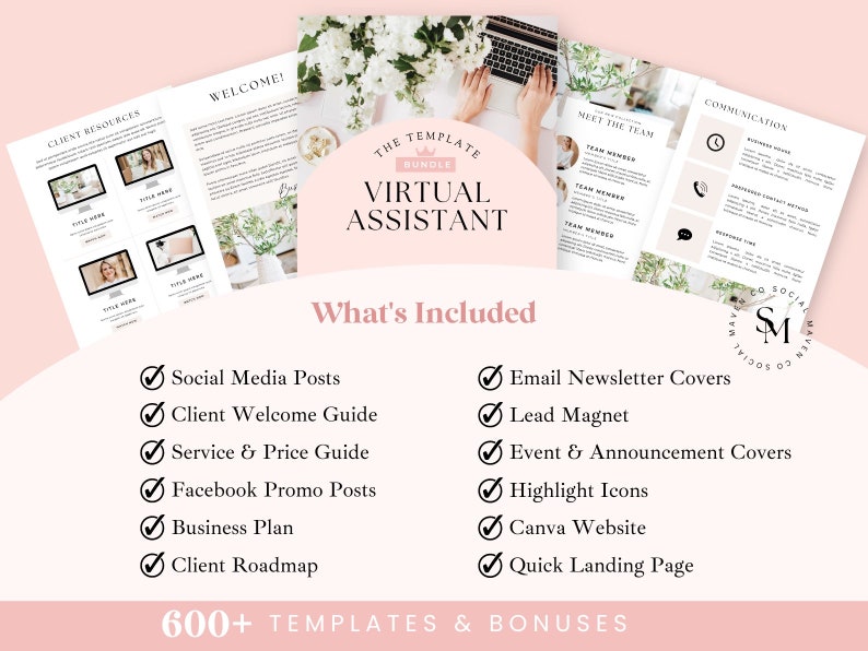 600+ Virtual Assistant Canva Template Bundle, Virtual Assistant ...