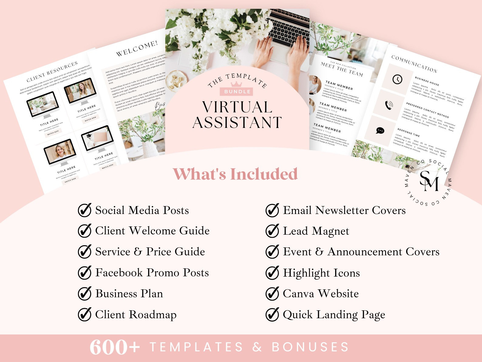 600+ Virtual Assistant Canva Template Bundle, Virtual Assistant ...