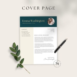 CV Template, Editable in Canva, 1 Page CV Canva, Teal, Professional ...
