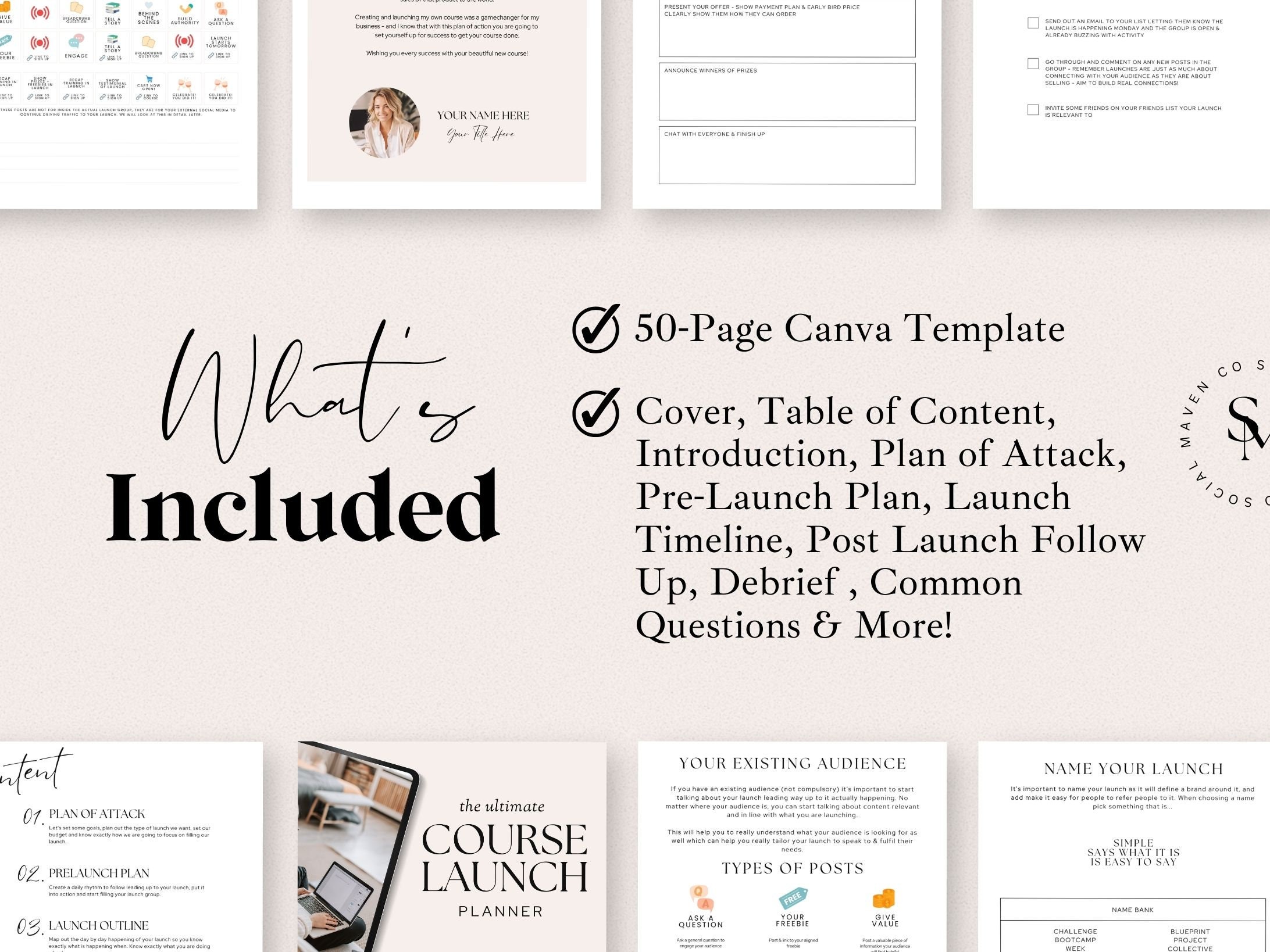 Course Launch Planner Template, Canva Course Creator Template, Course ...