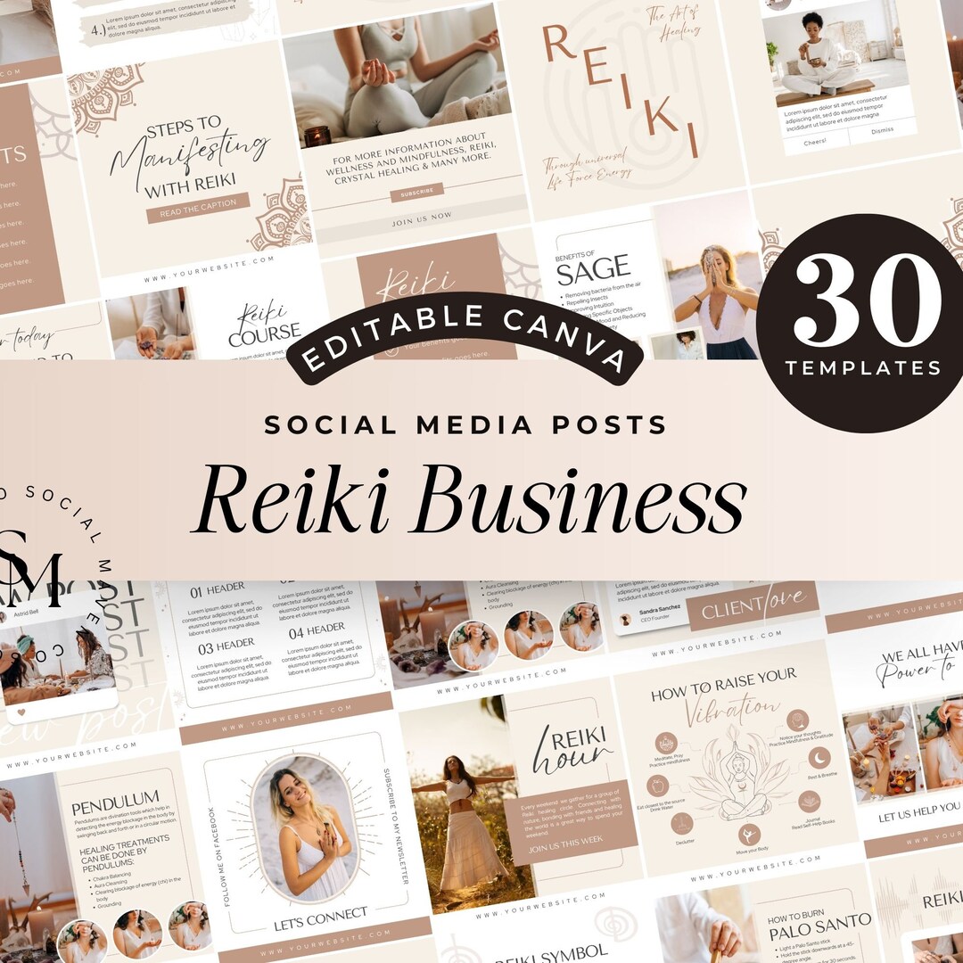 Reiki Instagram Templates, Editable Canva, Reiki Social Media ...