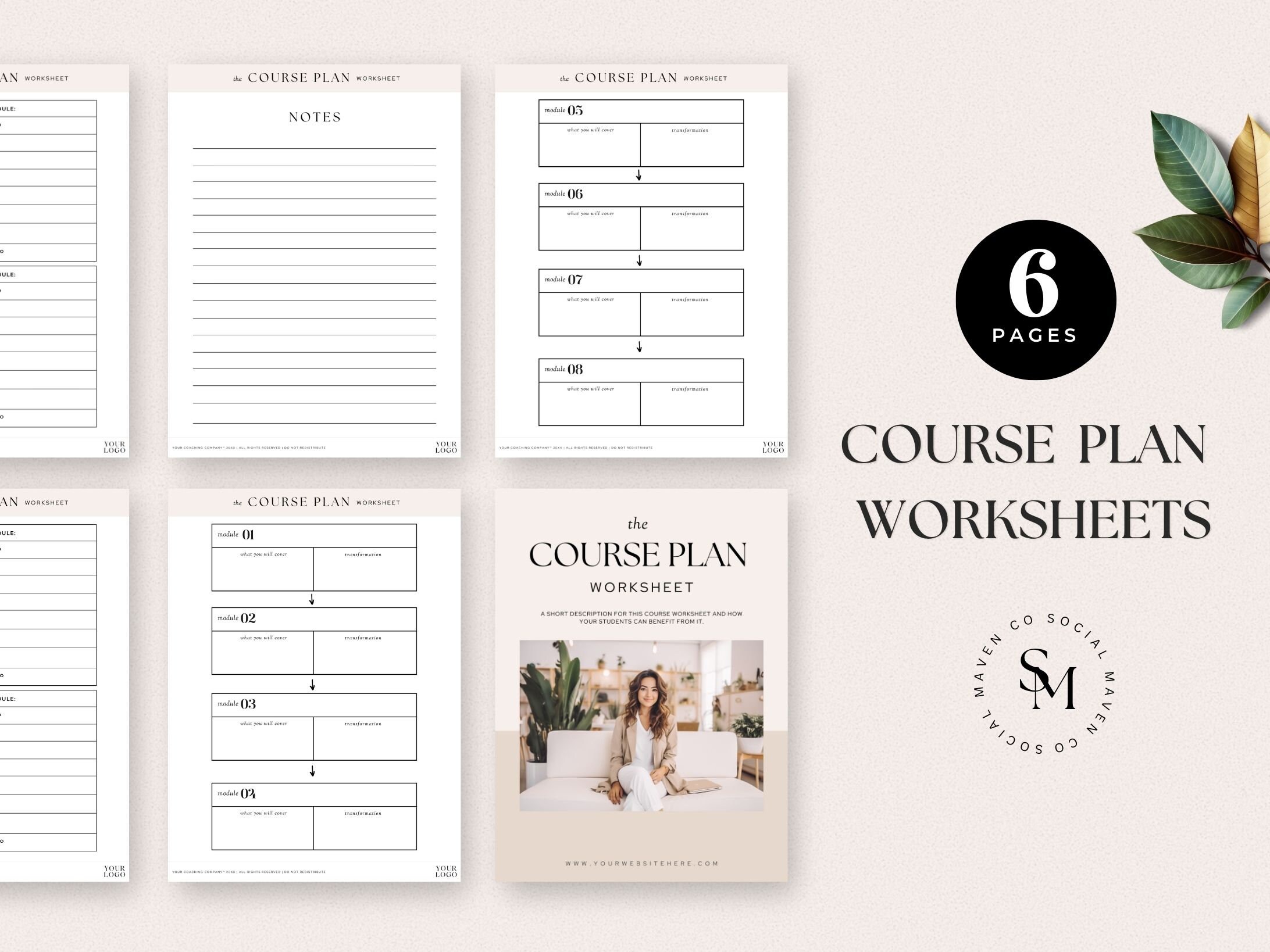 Course Plan Worksheet Template, Canva Course Creator Template, Course ...