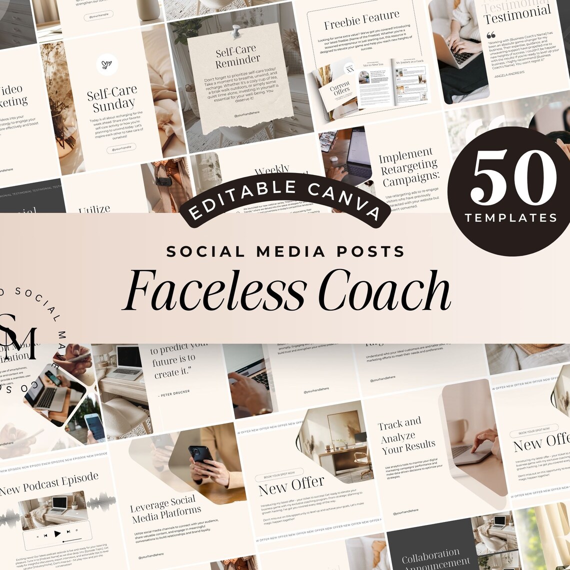 Faceless Instagram Post Templates, Editable Canva, Faceless Marketing ...
