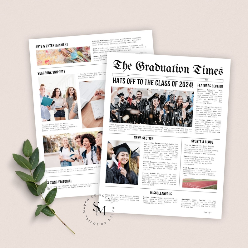 Canva Graduation Newspaper Template, Graduation Announcement, Editable ...