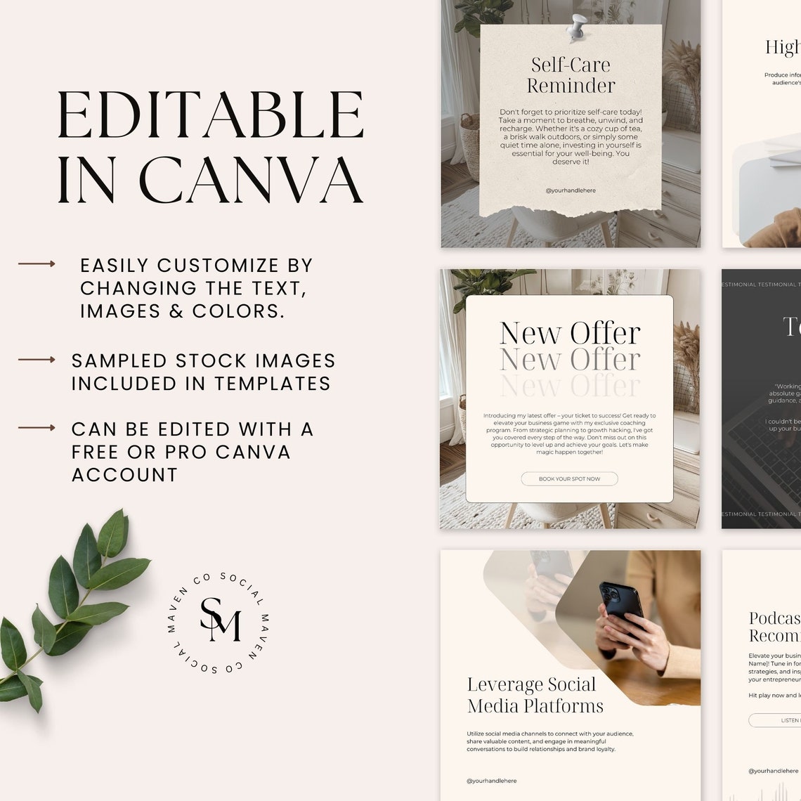 Faceless Instagram Post Templates, Editable Canva, Faceless Marketing ...