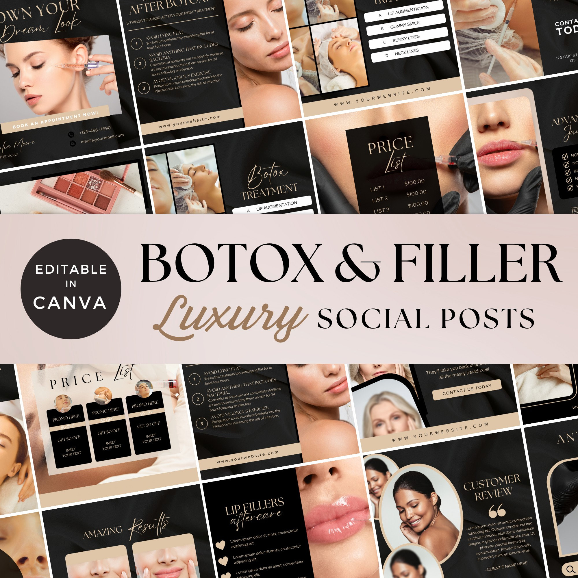 Luxury Filler Instagram Post Template Pack 50 Instagram Canva - Etsy