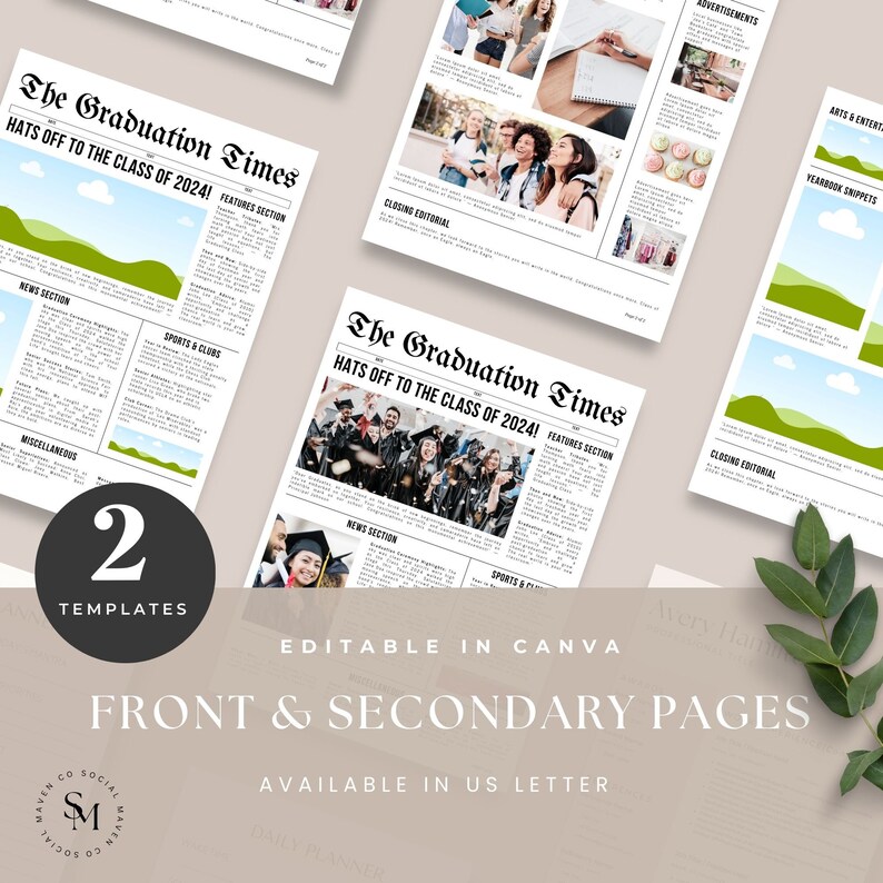 Canva Graduation Newspaper Template, Graduation Announcement, Editable ...