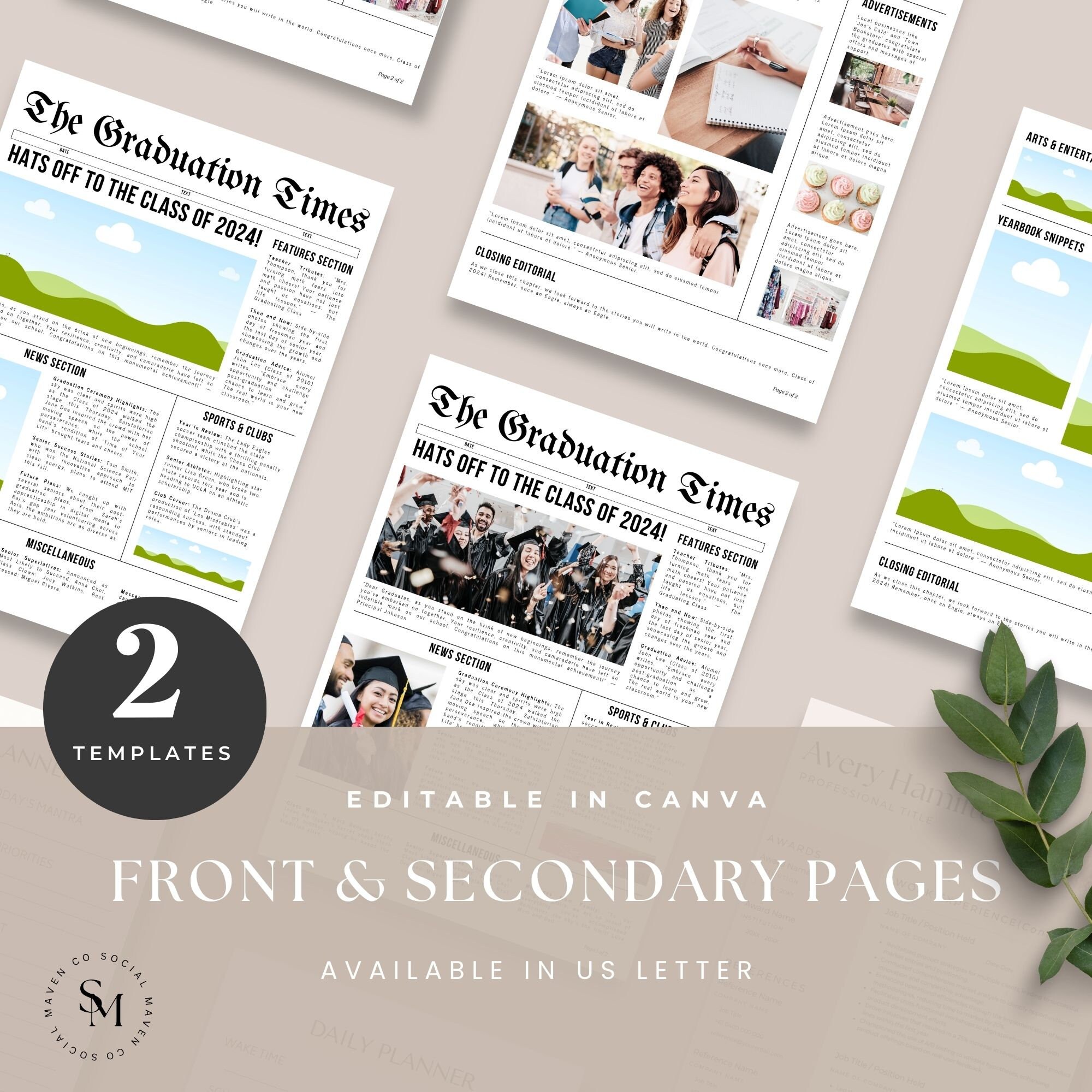 Canva Graduation Newspaper Template, Graduation Announcement, Editable ...