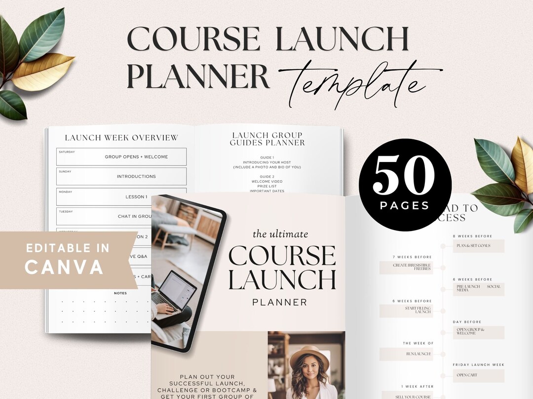 Course Launch Planner Template, Canva Course Creator Template, Course ...