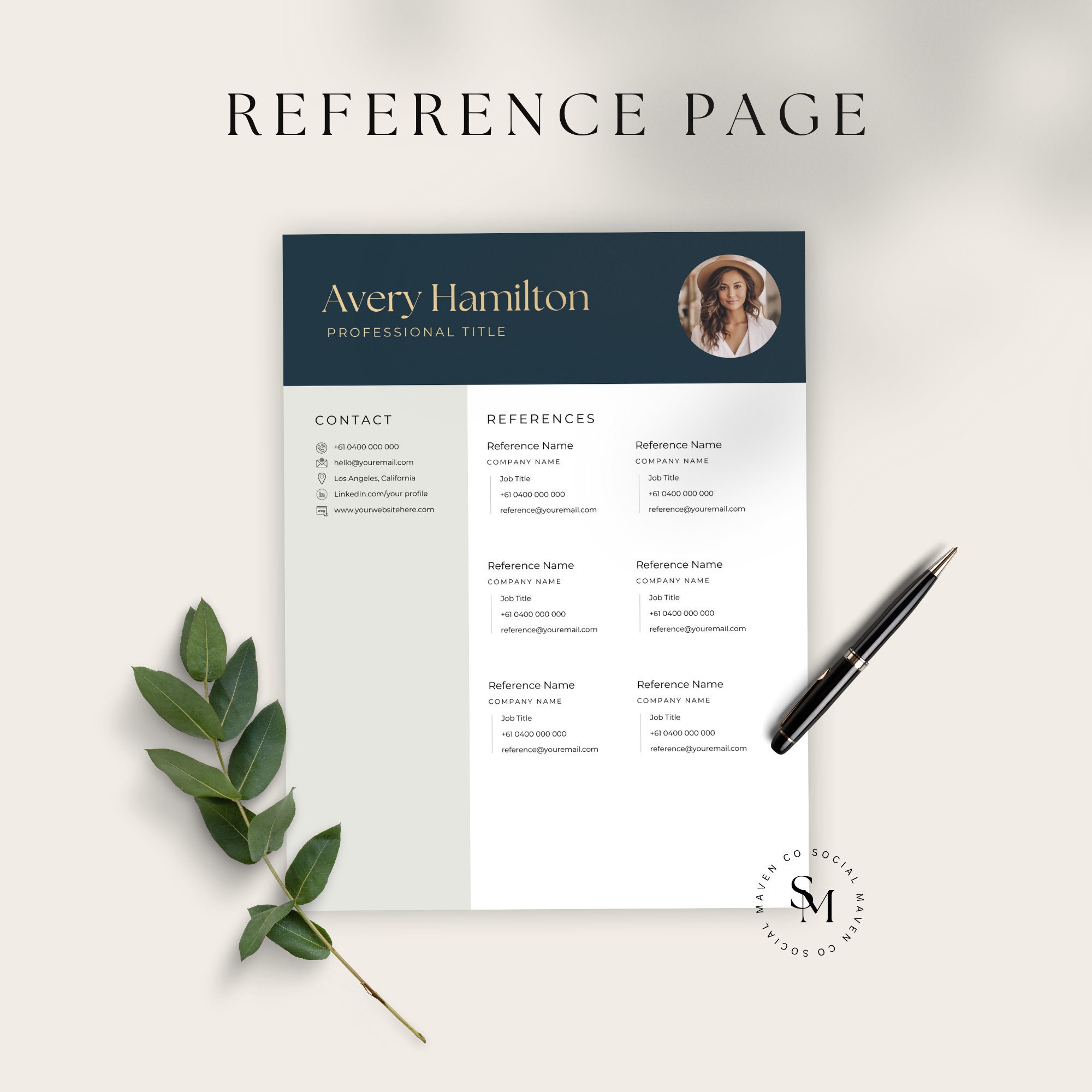 CV Template, Editable in Canva, 1 Page CV Canva, Blue, Professional Resume Template, ATS ...