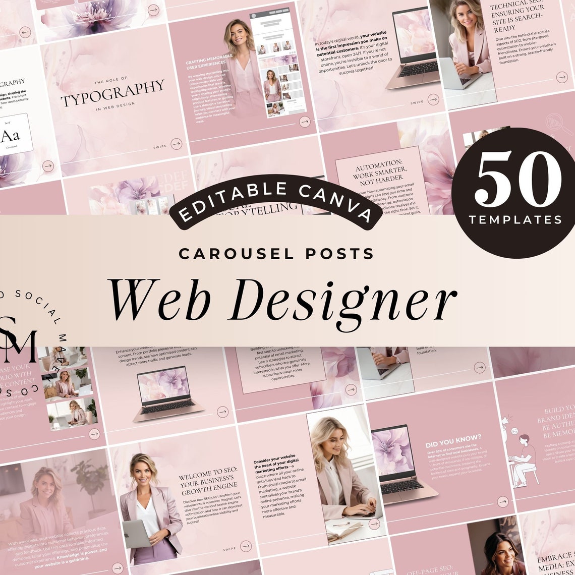 Web Design Carousel Instagram Templates, Editable Canva, Web Designer ...