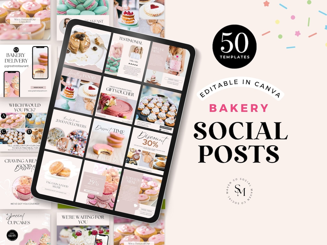 50 Bakery Instagram Post Templates, Bakery Canva Instagram Templates ...
