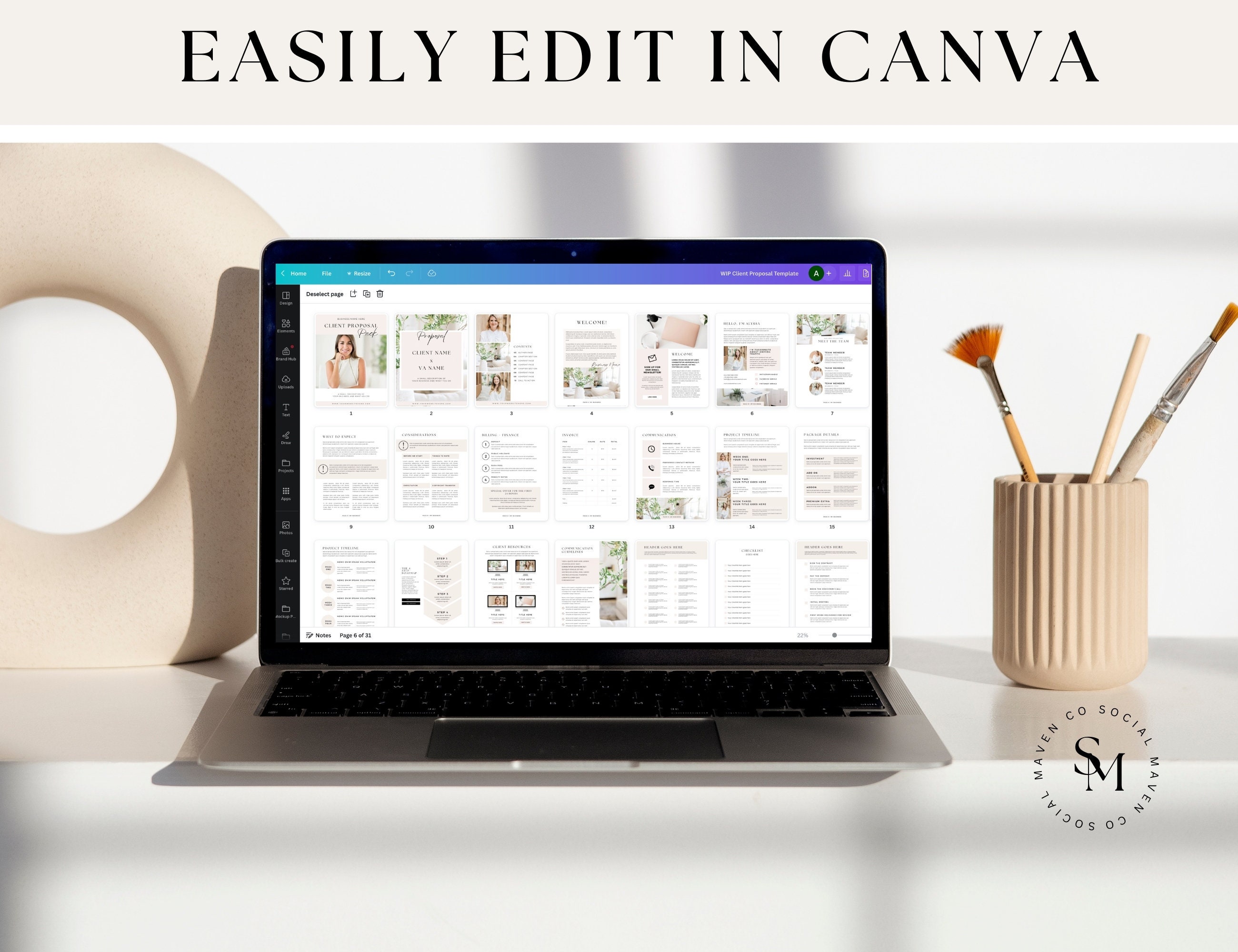 Client Proposal Template Beige Canva Project Proposal - Etsy