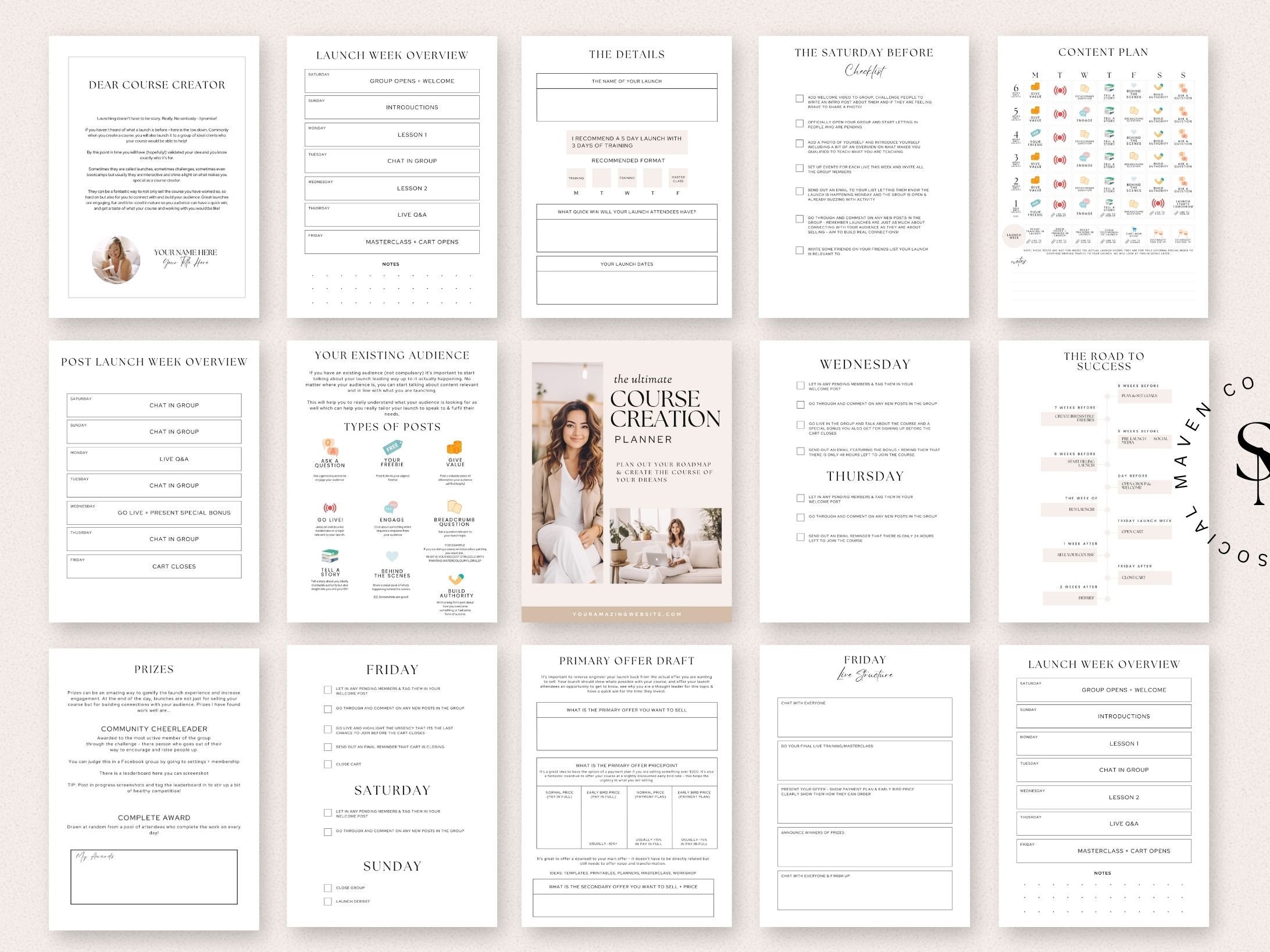 Course Launch Planner Template, Canva Course Creator Template, Course ...