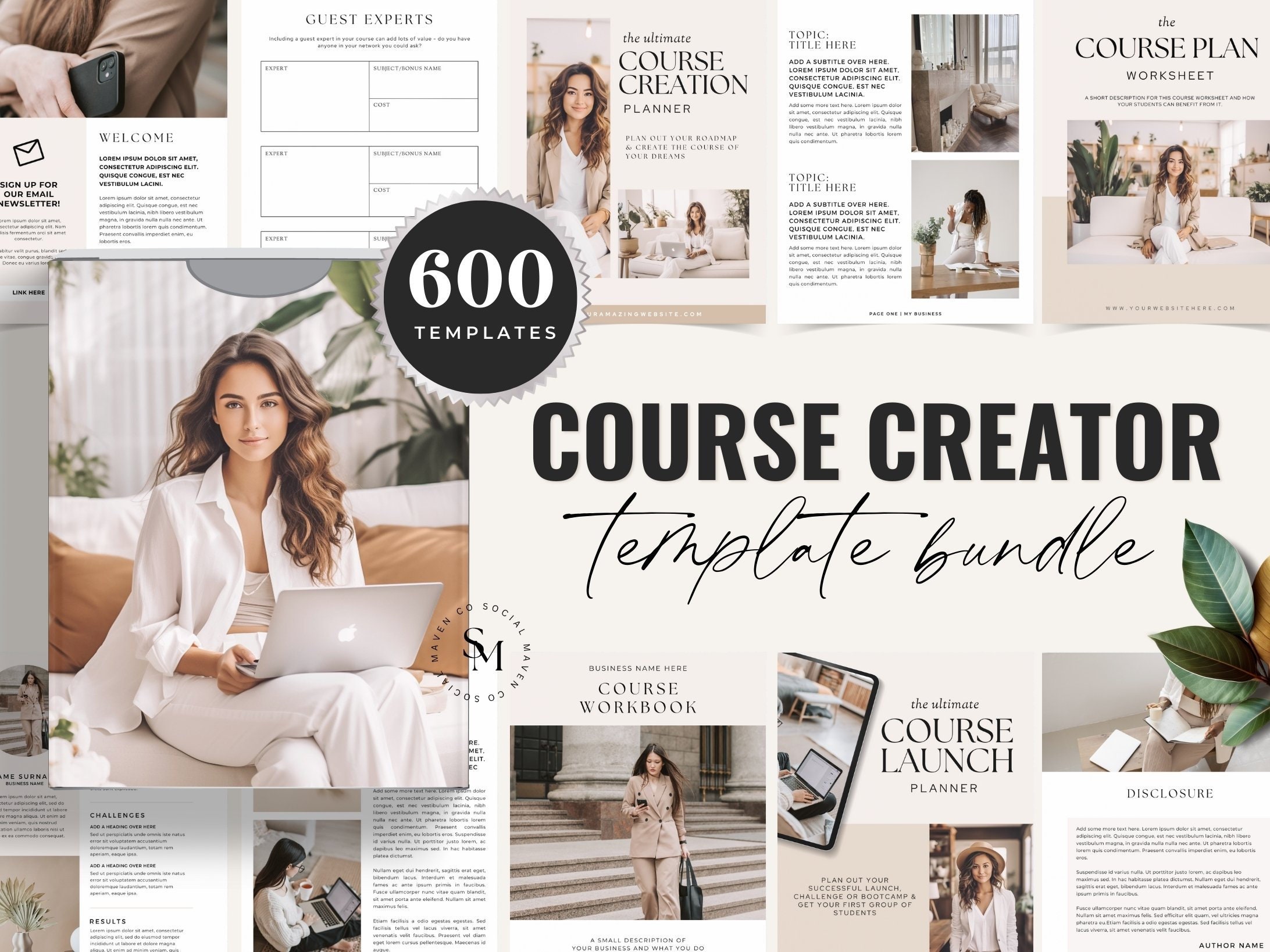 600 Course Creator Template Bundle, Editable in Canva, Course Creator ...