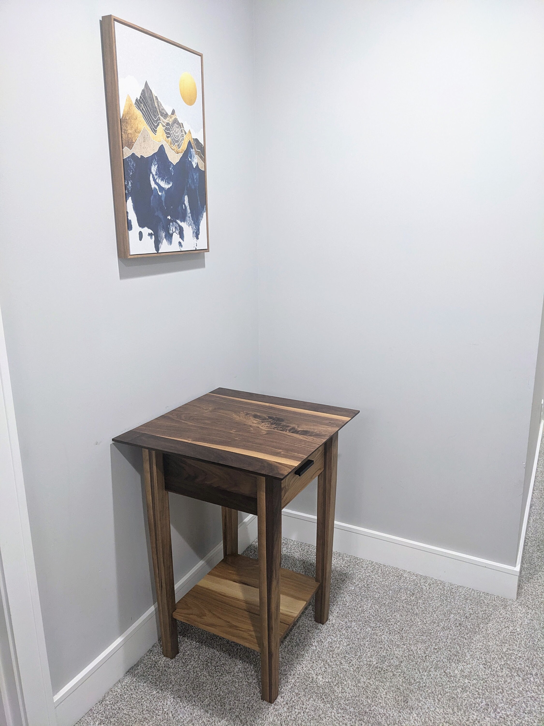 Walnut and Hickory Square Side Table With Drawer - Etsy