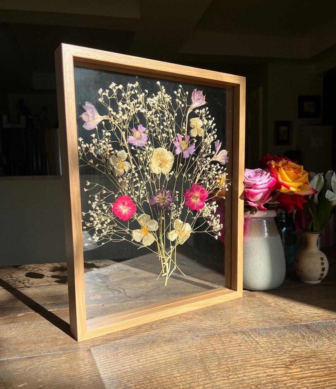 Pressed Flower Frame Rose and Coreopsis Ozark Bouquet - Etsy