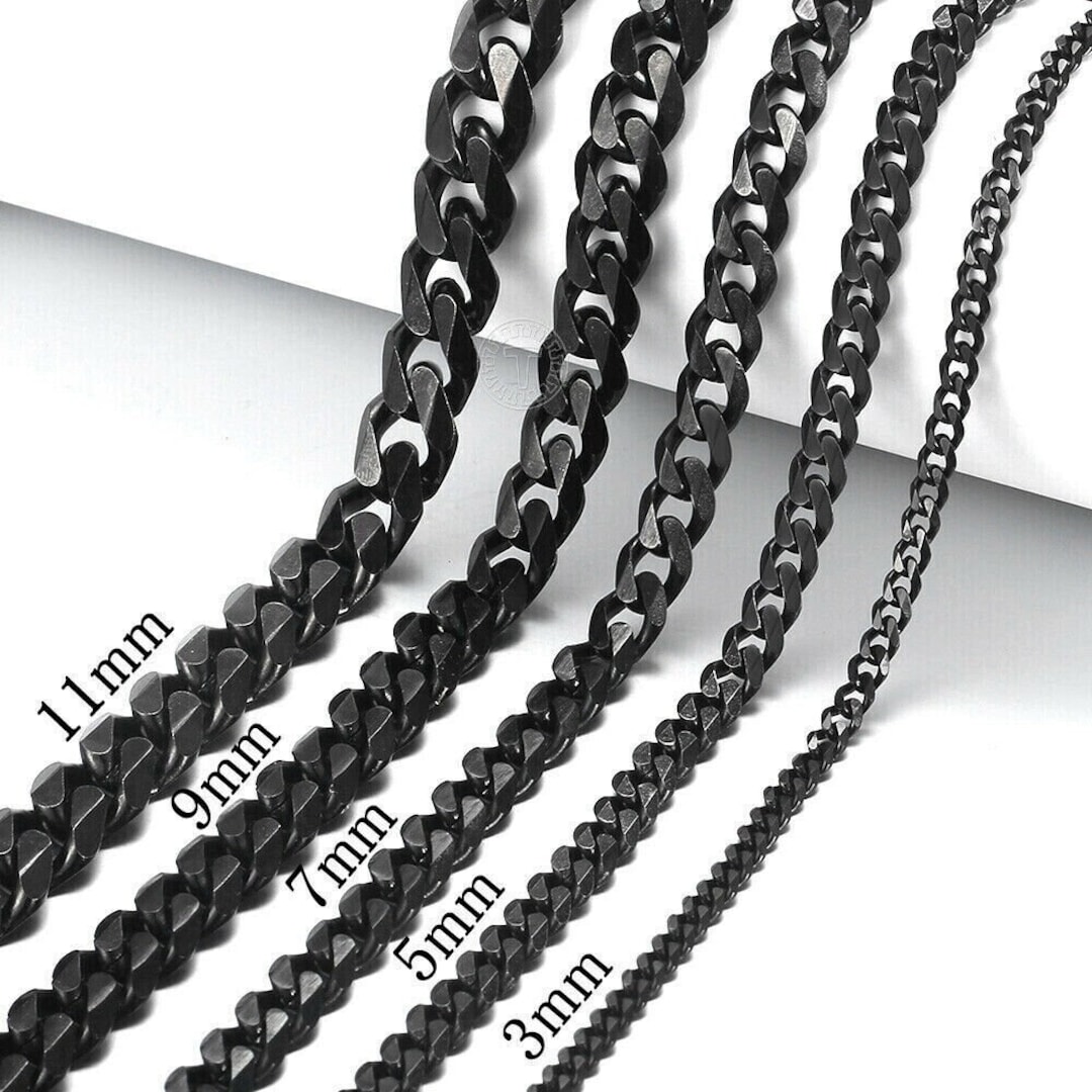 Black Curb Chain, Black Chain Necklace, Christmas Gift, Waterproof ...