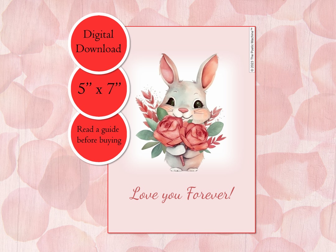 Instant Download 7x5 Love Card - Printable, DIY Personalized Greeting ...