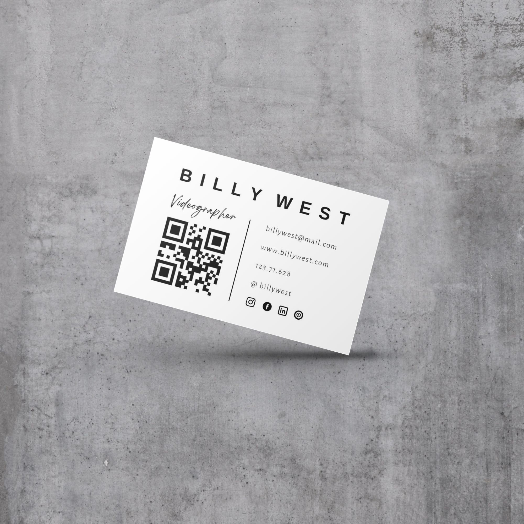 Simple Business Card Template With QR Code. Small Business Owner ...