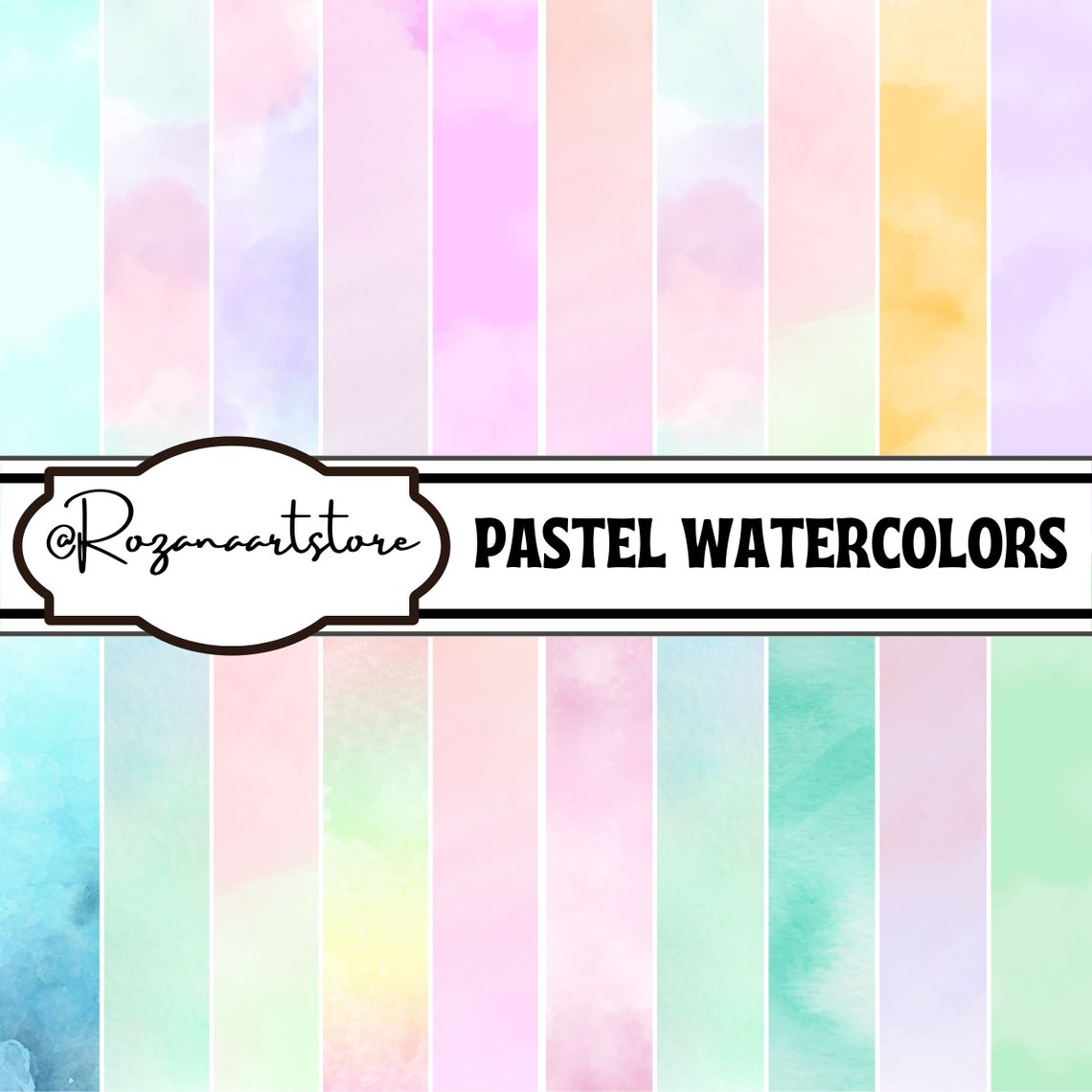 Pastel Watercolor Digital Paper Pastel Ombre Wallpaper Pastel Rainbow ...