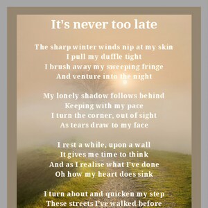 It's Never Too Late A Poem About Saying Sorry PDF Digital Download - Etsy