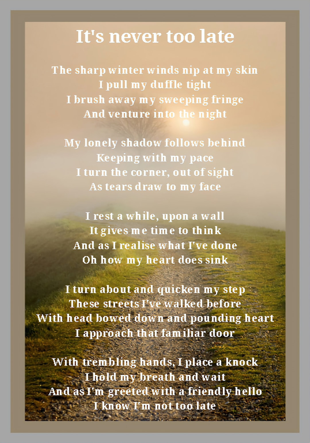 It's Never Too Late A Poem About Saying Sorry PDF Digital Download - Etsy