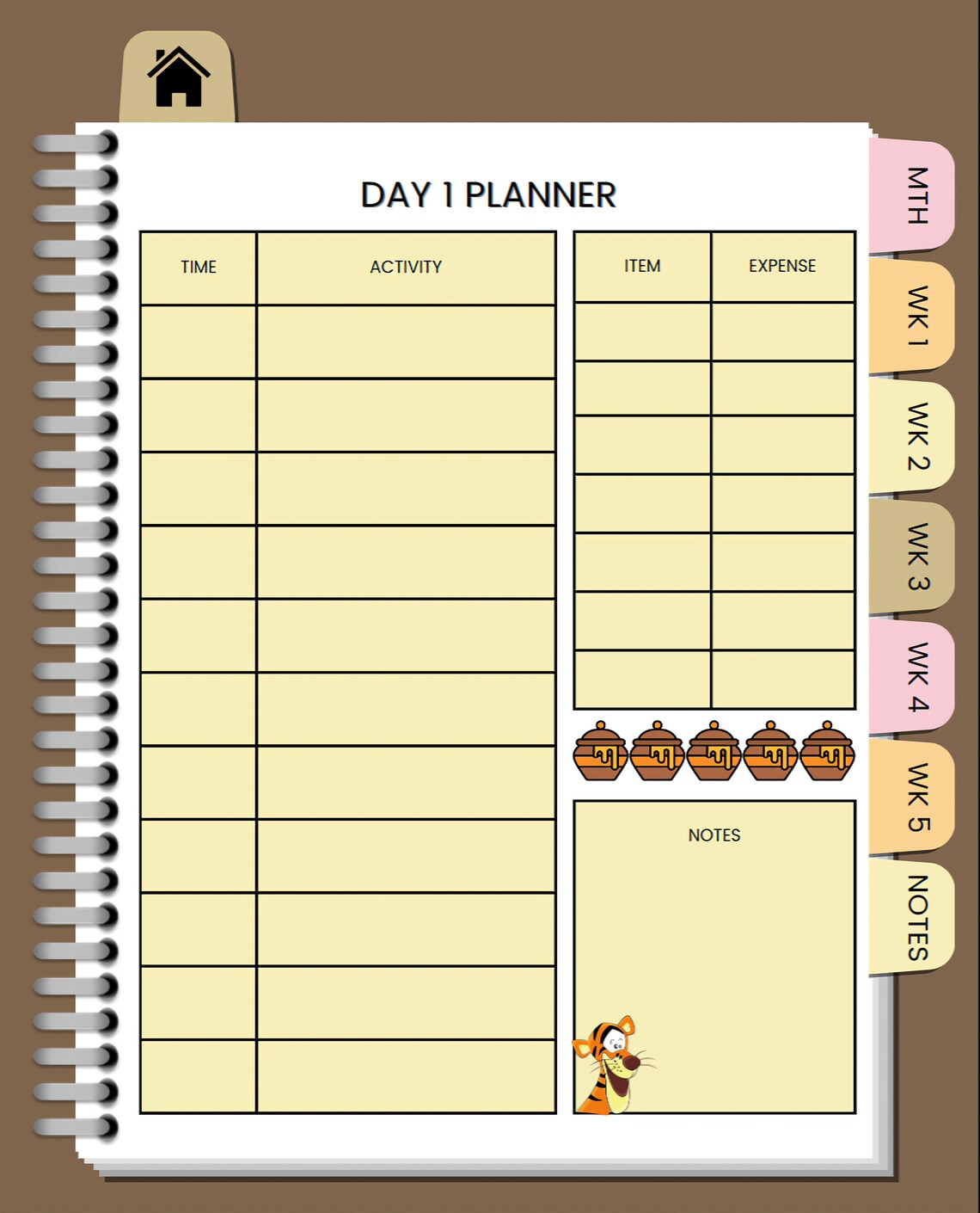 Winnie the Pooh and Tigger Themed Digital Monthly Planner (Download Now ...