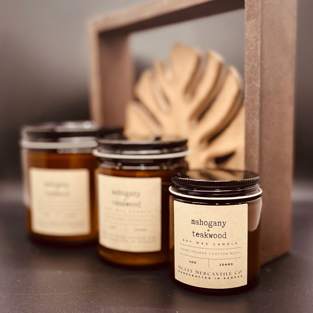 Mahogany + Teakwood Soy Wax Candle - Etsy