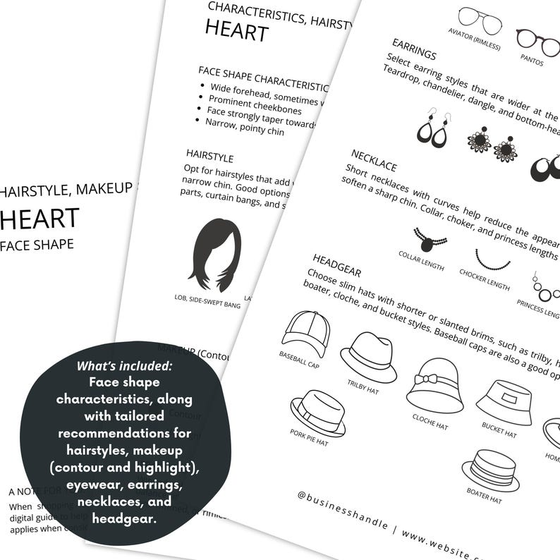 TEMPLATE, Female Face Shape Guide, Tool for Stylists, Image Consultants ...
