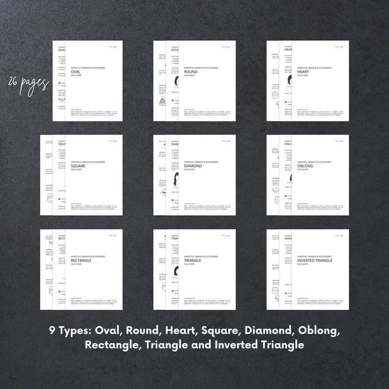 TEMPLATE, Female Face Shape Guide, Tool for Stylists, Image Consultants ...