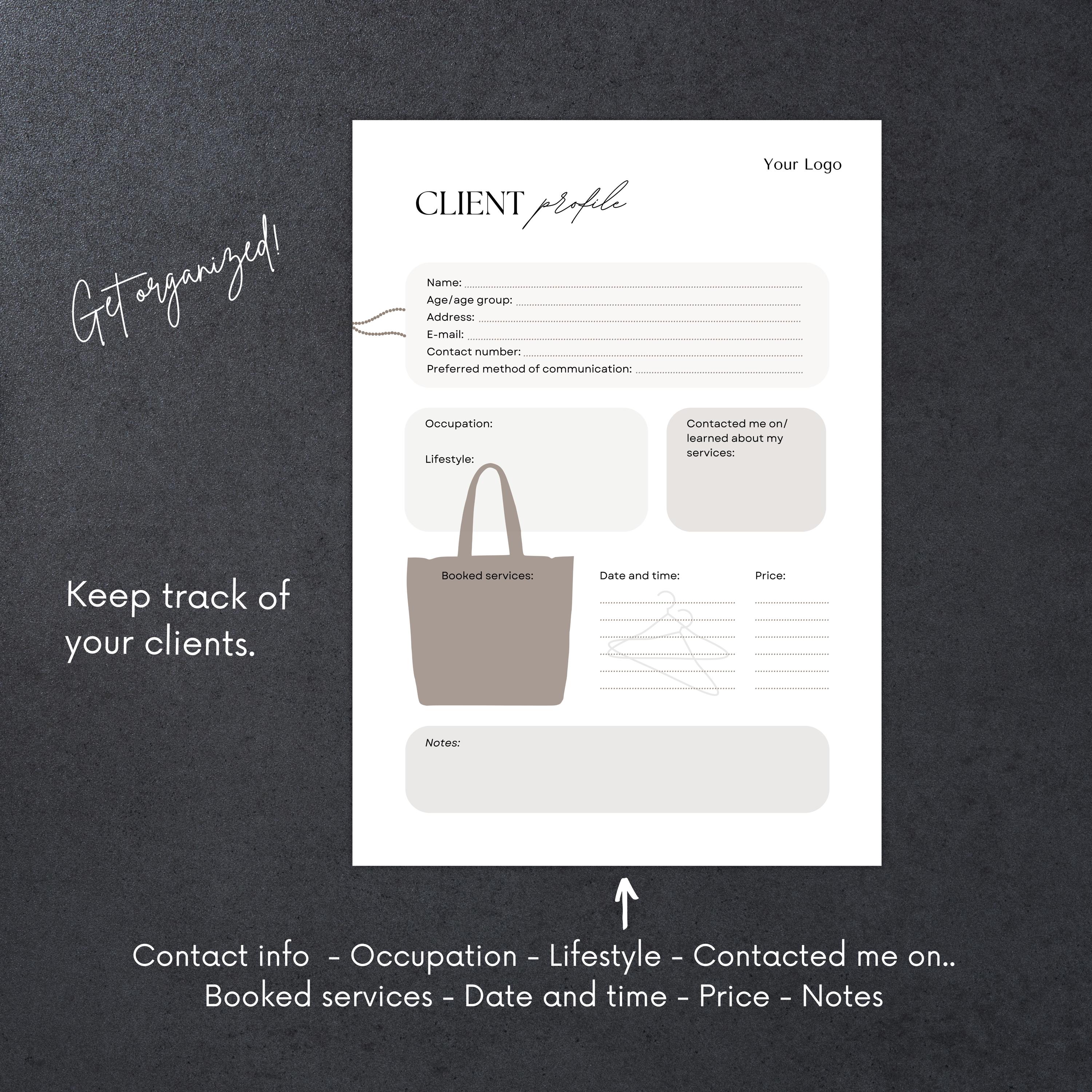 TEMPLATE, Client Profile, Management & Tracking, Male and Female ...