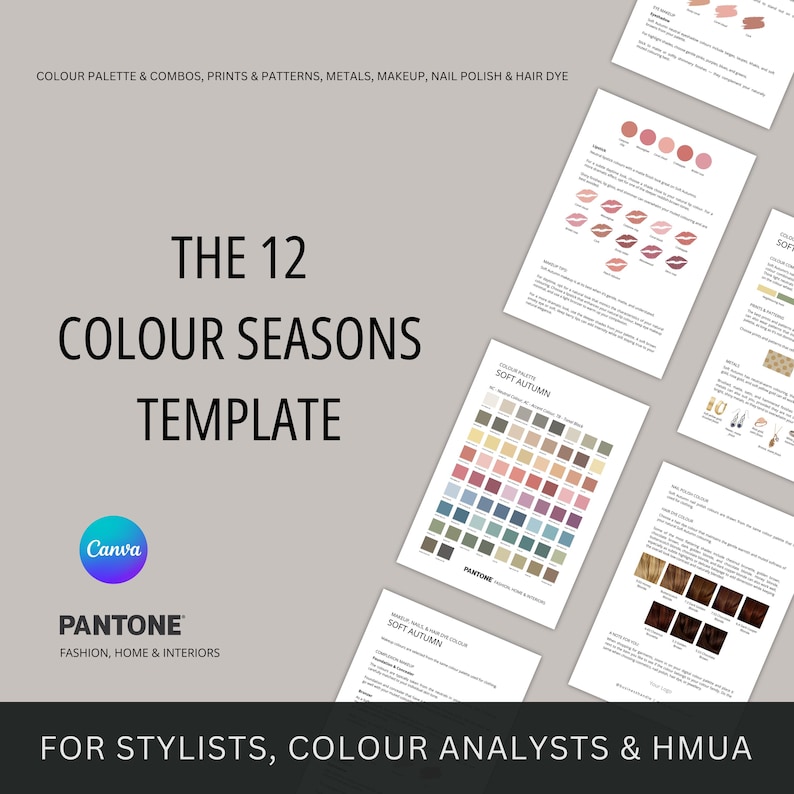 TEMPLATE, All 12 Color Seasons, Sub-seasons, Tool for Stylists, Image ...
