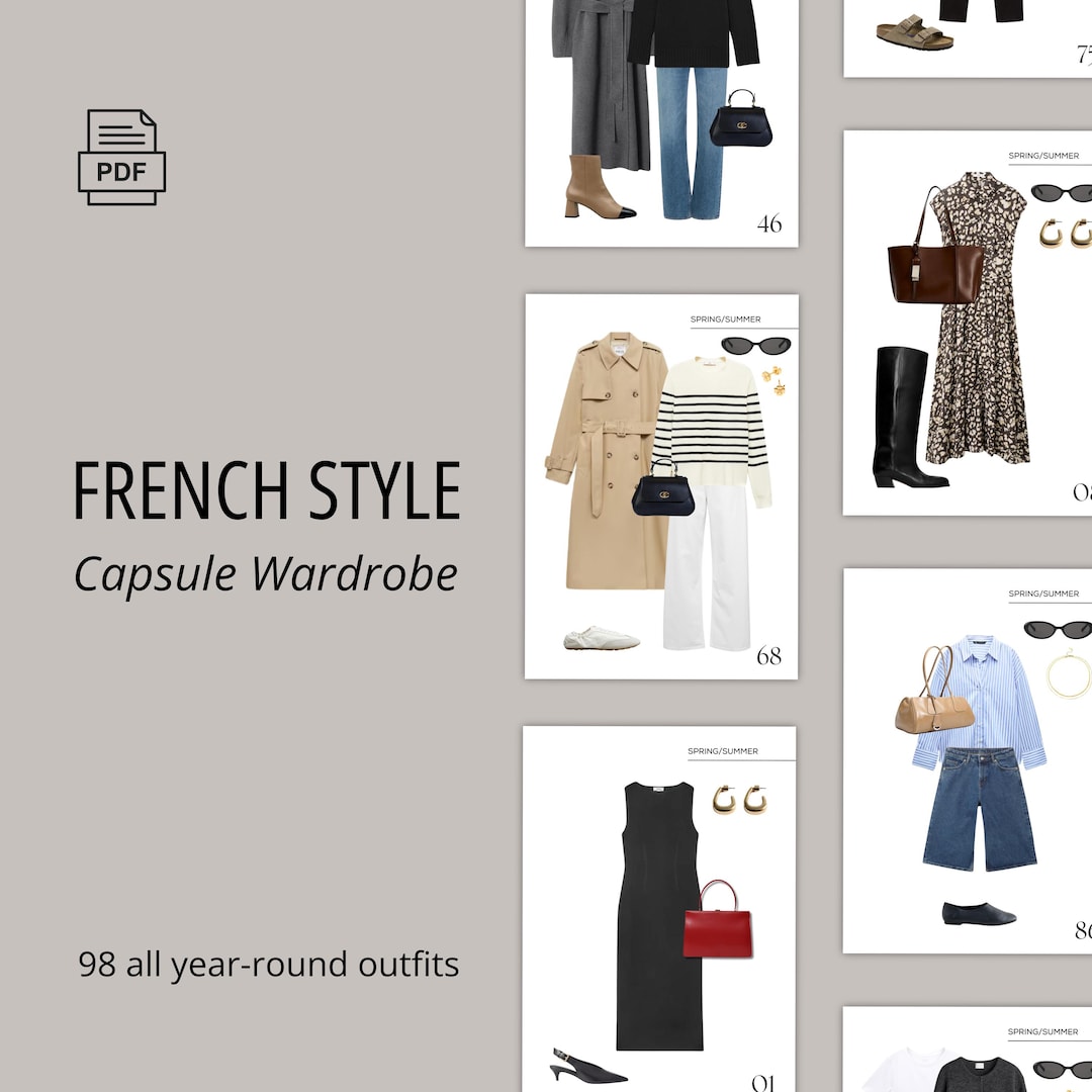 French Style Capsule Wardrobe, 98 All Year-round Pre-styled Outfit ...