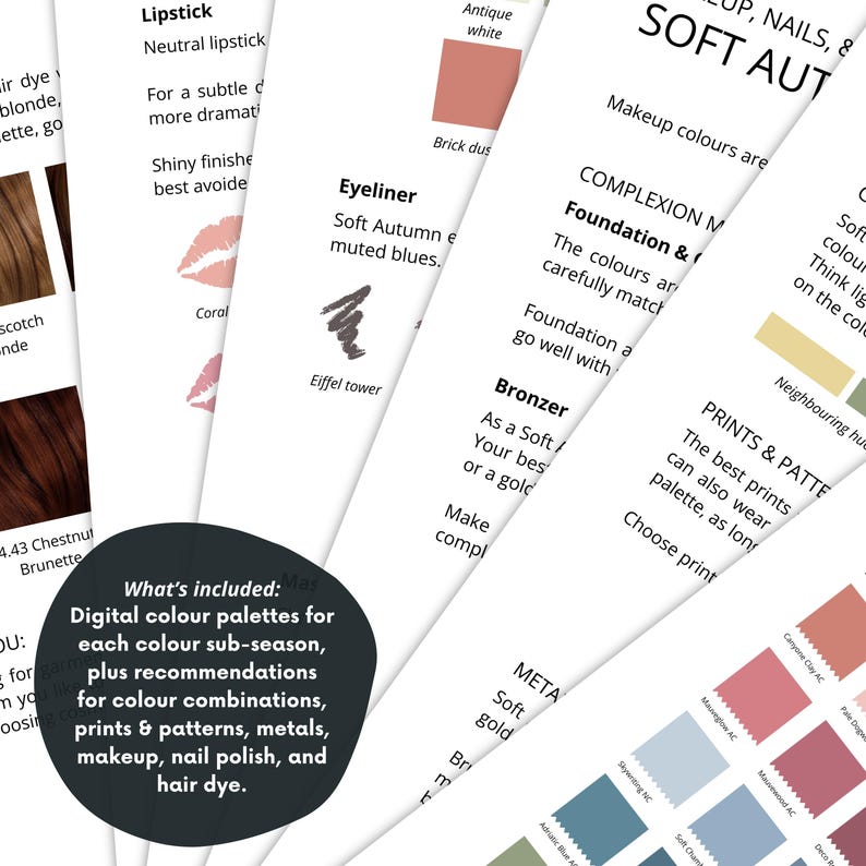 TEMPLATE, All 12 Color Seasons, Sub-seasons, Tool for Stylists, Image ...