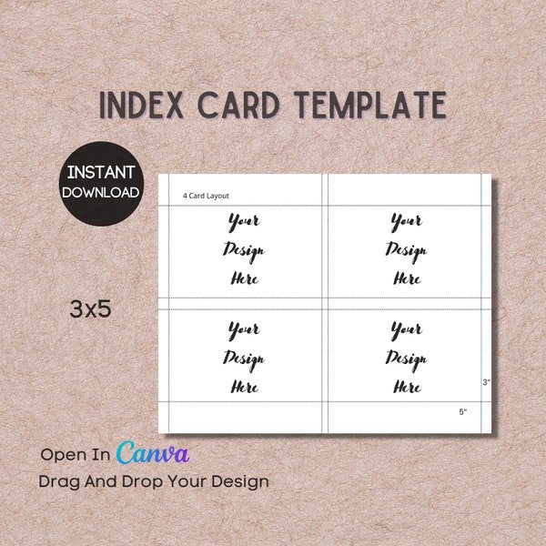 3x5 Card Template - Etsy