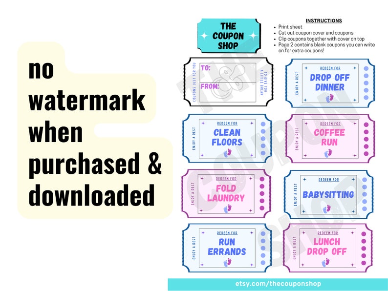 NEW PARENT GIFT / Printable Coupon Book for a New Mom and New Dad ...