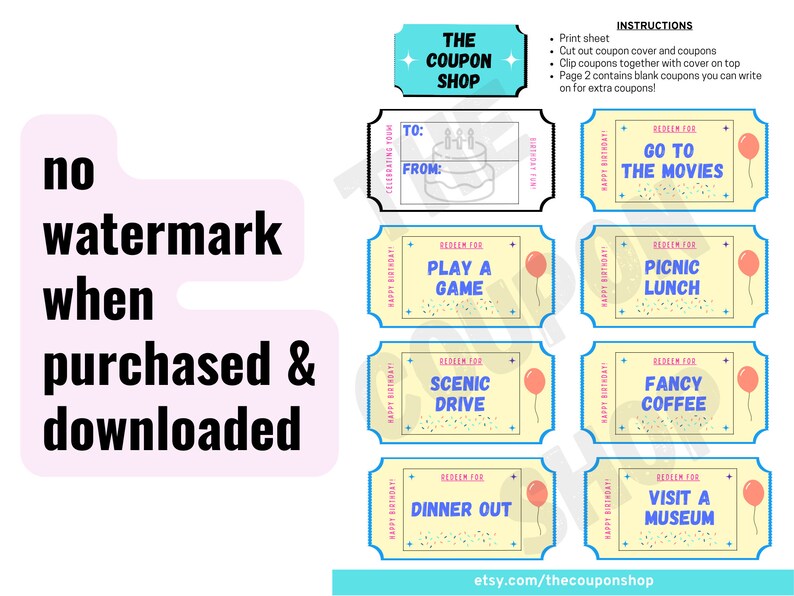 COUPON BOOK BIRTHDAY / Printable Birthday Coupons Make a Great Birthday ...