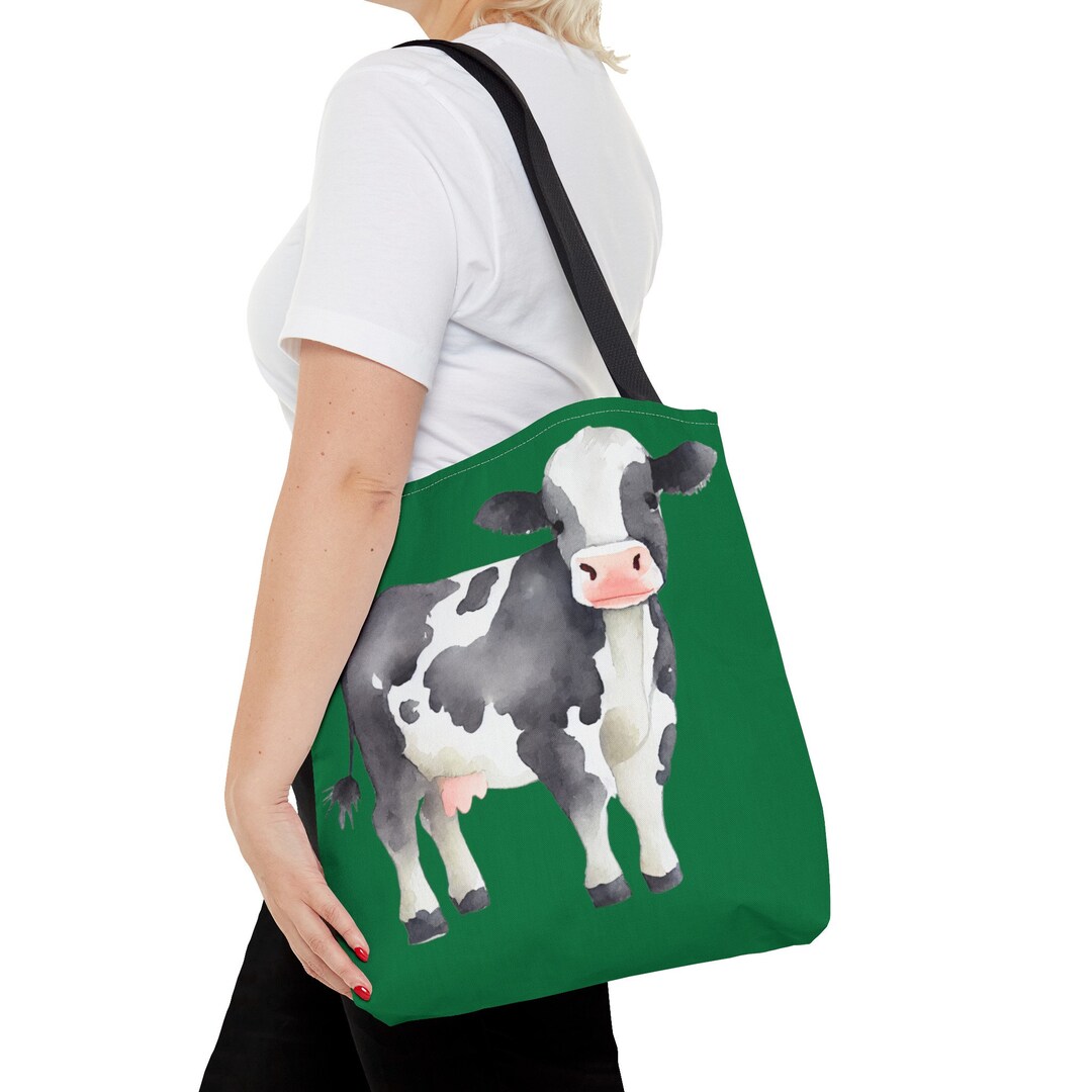 Cow Print Tote Bag Stylish Design, Durable Construction, Black Handle ...