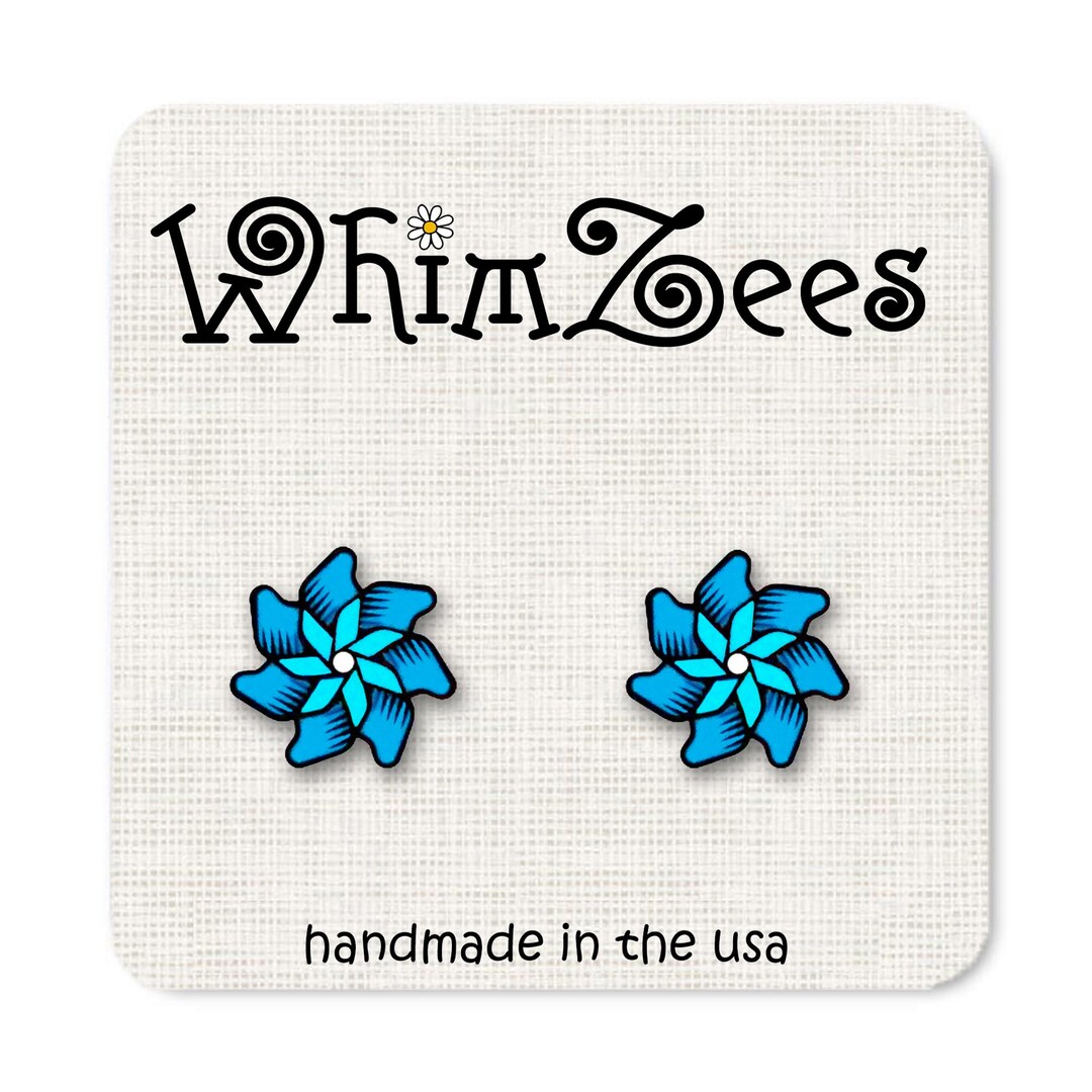 Blue Pinwheel, Child Abuse Prevention and Awareness Earrings, Small ...