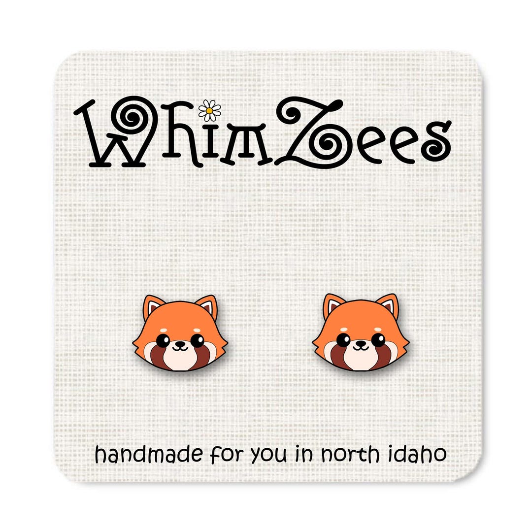 Red Panda Earrings / Cute Red Panda / Kawaii Red Panda / Fire Cat Earrings / Firefox / Wildlife ...