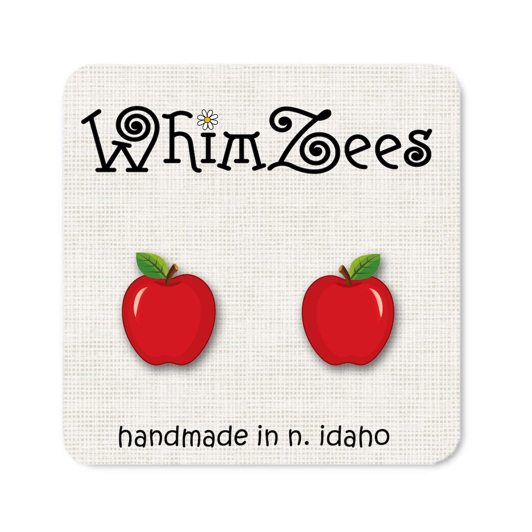 Apple Earrings Cute Red Apple Stud Earrings Earrings for Teacher Gift ...