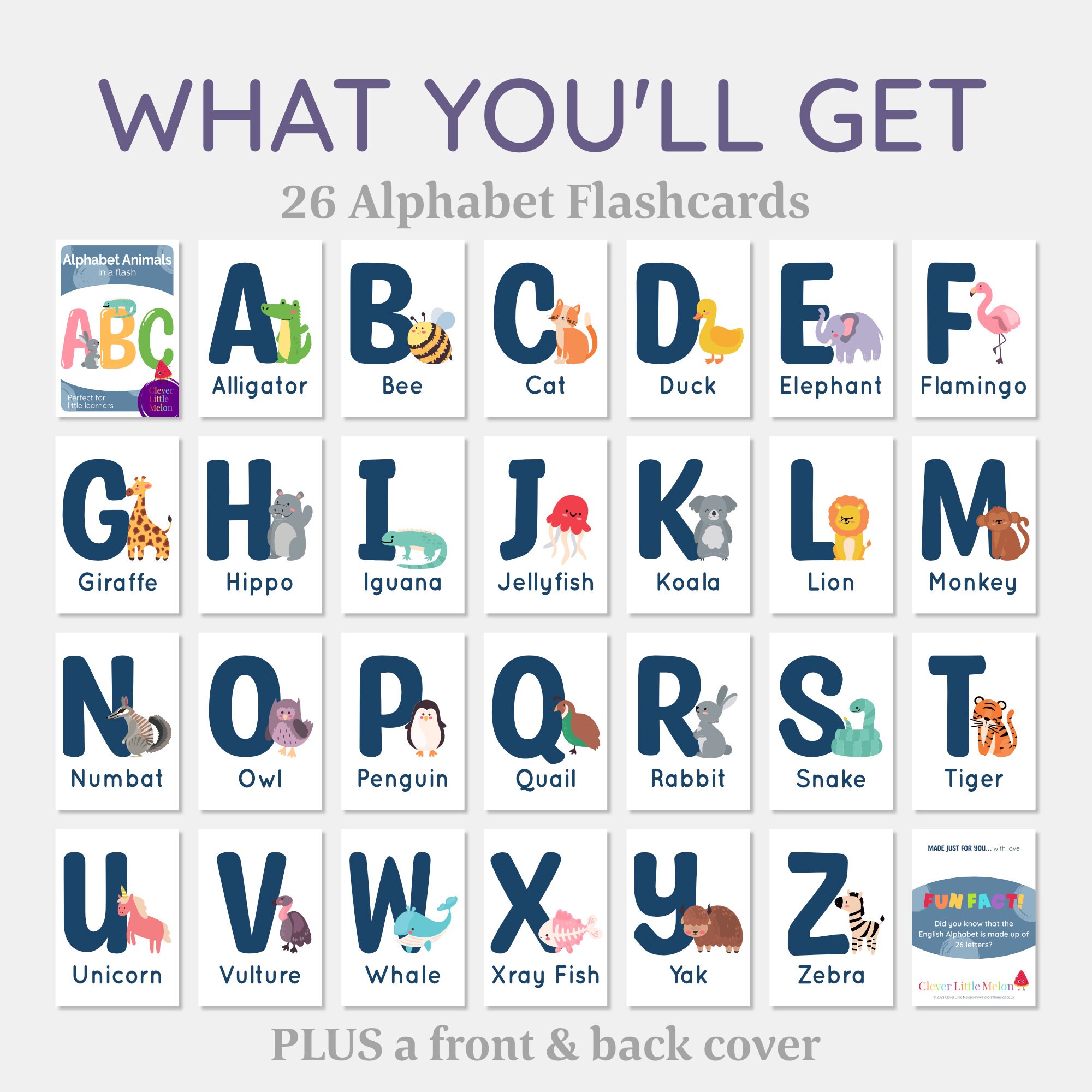 Printable Kids Flashcards Animal Alphabet Educational - Etsy