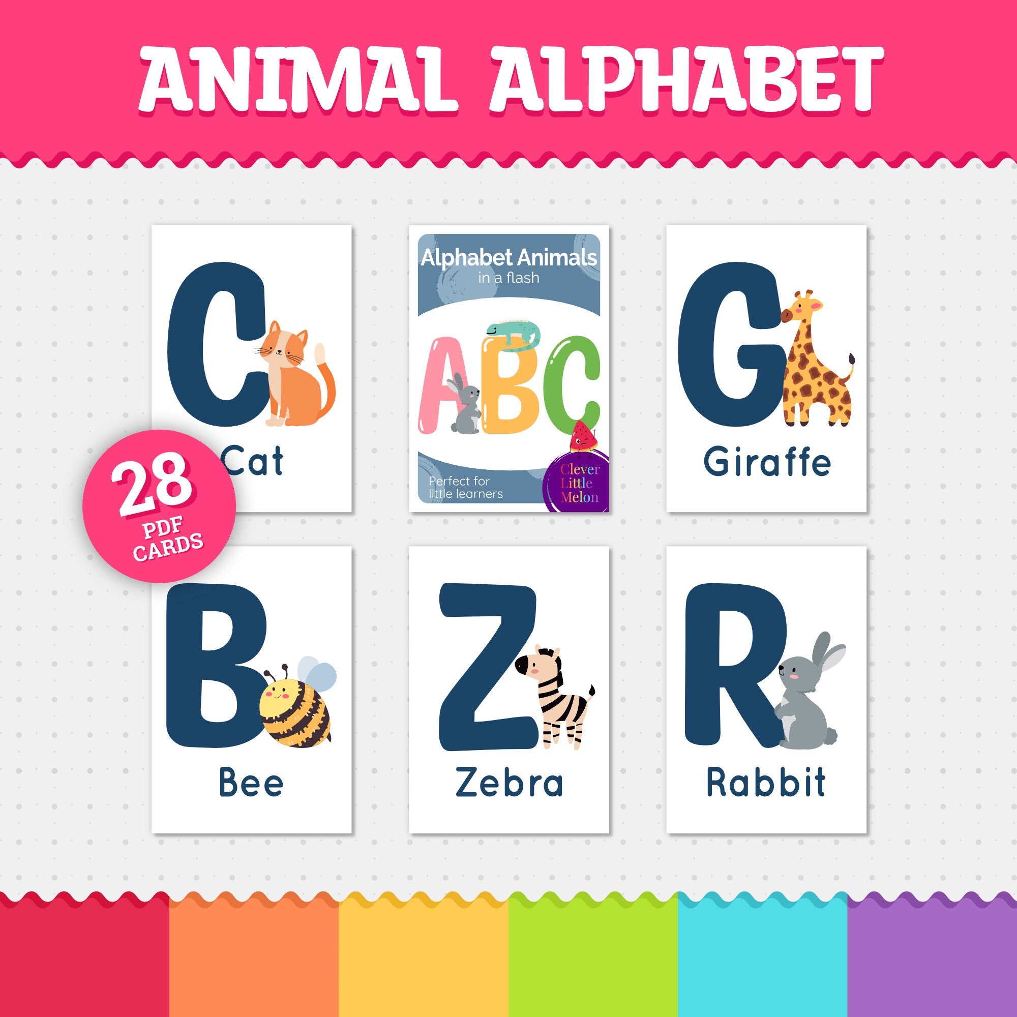 Printable Kids Flashcards Animal Alphabet Educational - Etsy