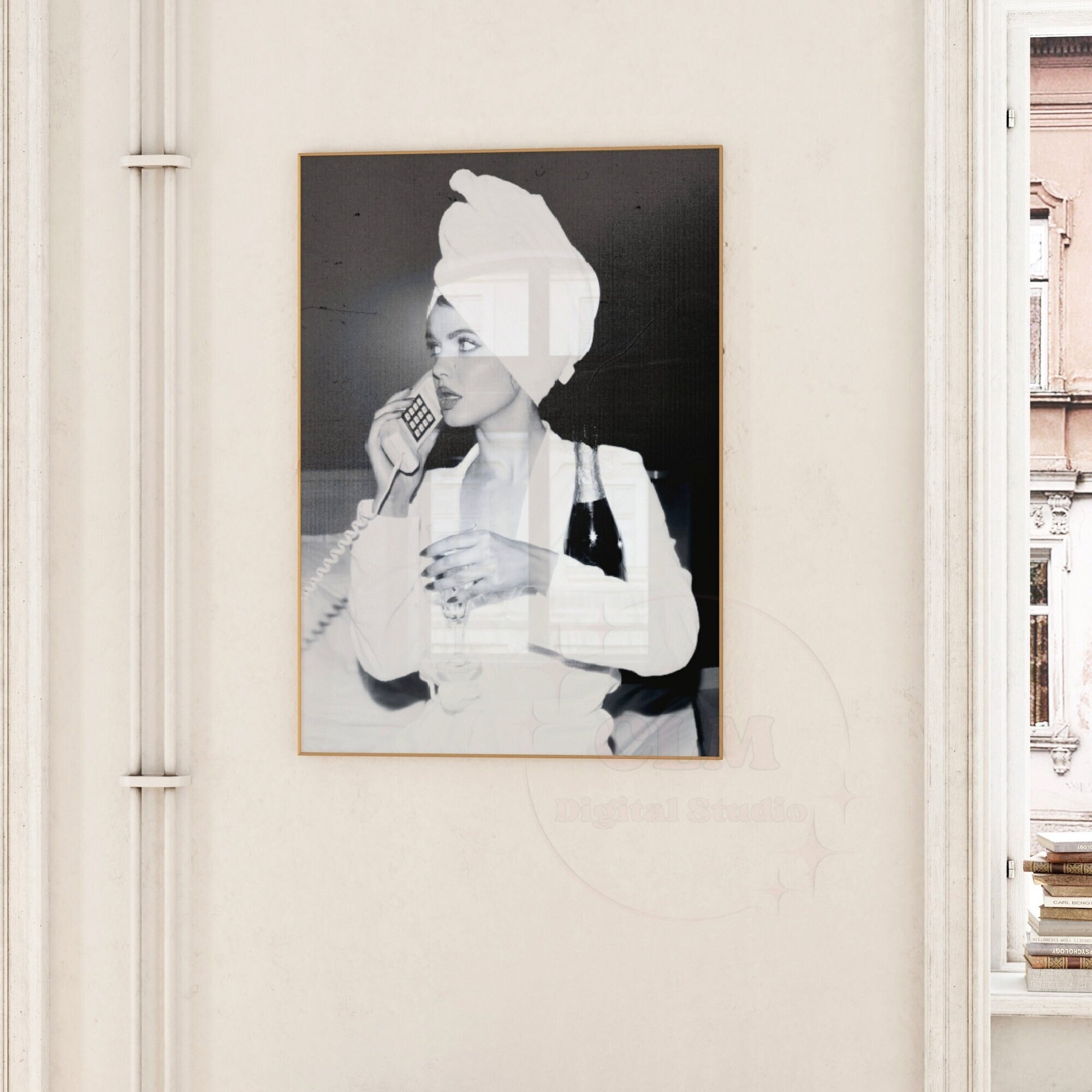 Preppy Monotone College Dorm Digital Prints, Trendy Bar Cart Wall Art ...