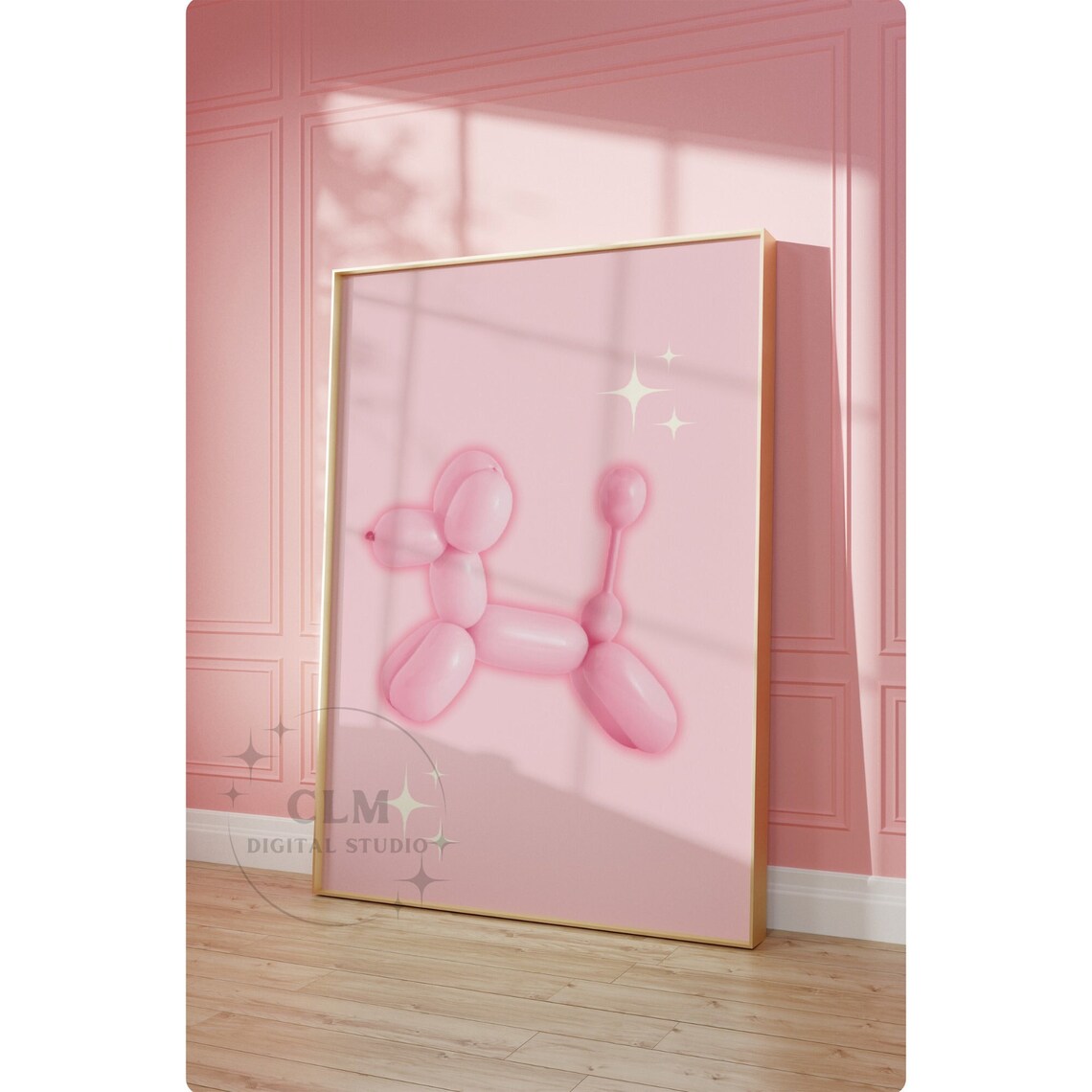 Bubble Dog Print, Trendy Pink Balloon Dog Poster, Y2K Retro Bar Cart ...